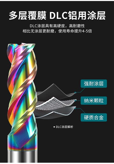 55度铝用铣刀3刃七彩涂层钨钢高光硬质合金加长立铣刀专用cnc刀具 天猫