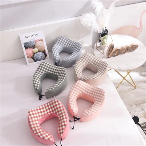 Cotton U Shape Neck Pillow Flight Memory Foam Airplane Travel Pillow