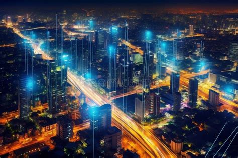 Nighttime Transformation Smart City Embracing Digitalization Ai Stock