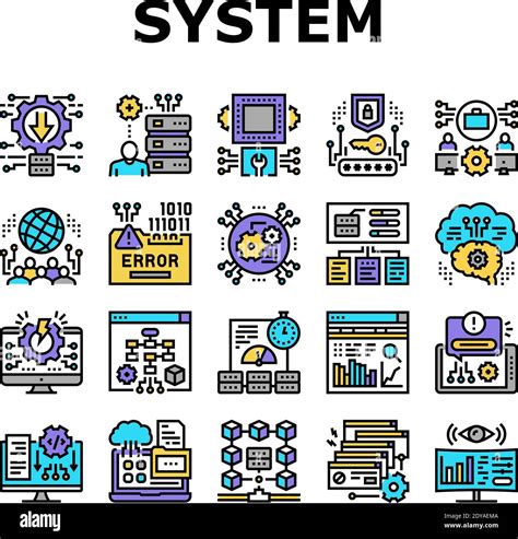 System Work Process Collection Icons Set Vector Stock Vector Image