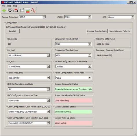 Ldc1000 Evm Configuration Settings Sensors Forum Sensors Ti E2e