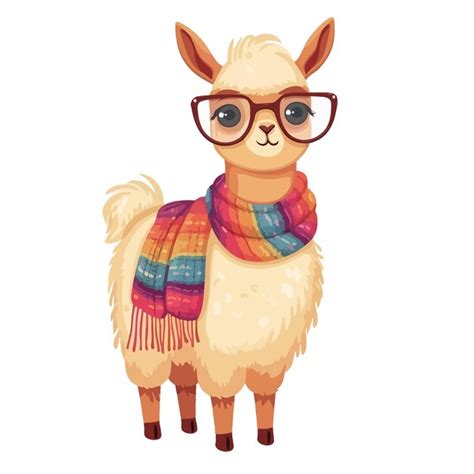 Premium Vector Cutecartoonllamawearingknittedblanket