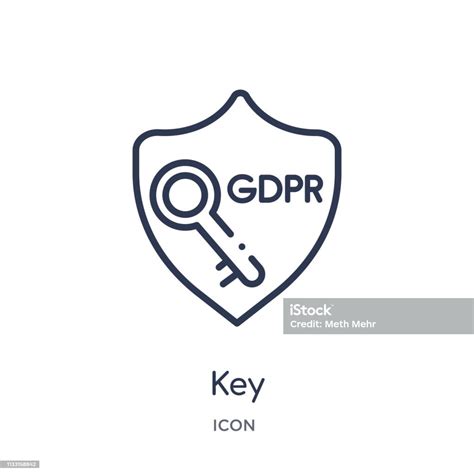從 Gdpr 大綱集合的線性鍵圖示在白色背景上隔離的細線鍵圖示關鍵的時尚插圖向量圖形及更多互聯網圖片 互聯網 保安 保護 Istock
