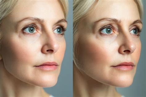 Womans Face Before And After Treatment Showing Reduced Wrinkles And