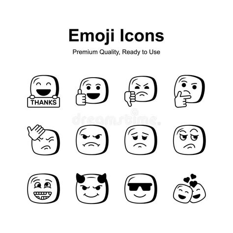 Cute Facial Expressions Set Of Emoticons Icons Trendy Design Style Stock Vector Illustration