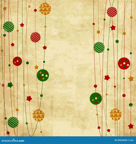 Винтажная рождественская открытка с шариками и звездами Xmas