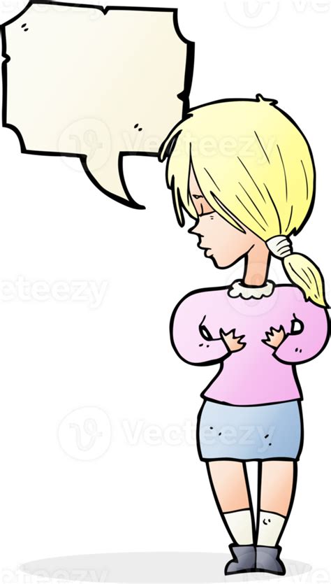 Cartoon Shy Woman With Speech Bubble 40351534 Png