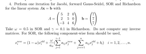 solved 4 perform one iteration for jacobi forward