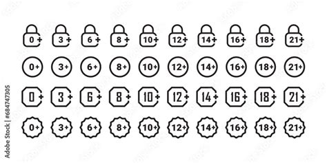 Age Restriction Icons Big Set Mark Age Limit Age Restriction Badges Vector Scalable Graphics