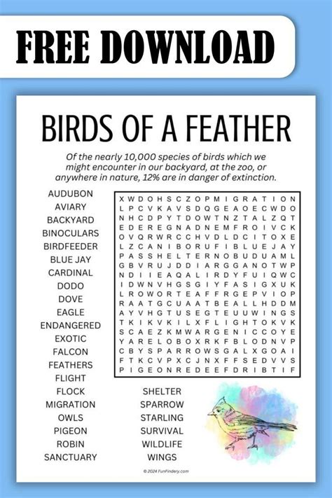 Free Printable Birds Word Search Puzzle