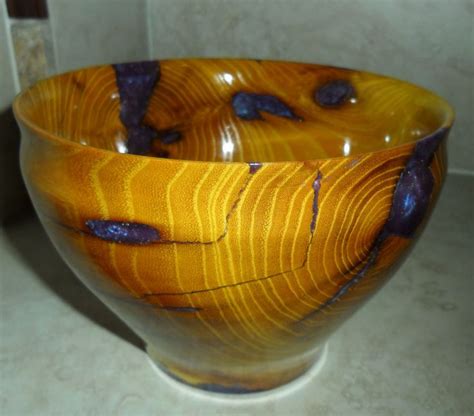 Wood Bowl With Purple Resin Inlay By Tcavanwoodworks Wood Turning