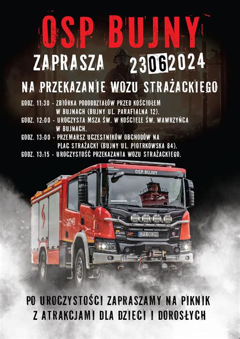 Osp Bujny Zaprasza Na Uroczyste Przekazanie Wozu Gmina Wola Krzysztoporska