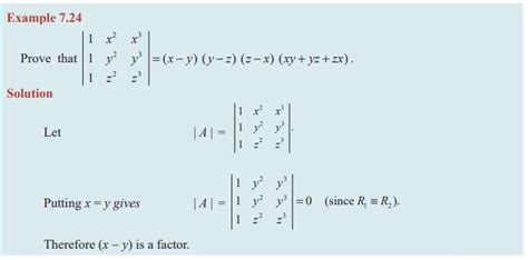 Application Of Factor Theorem To Determinants Definition Theorem