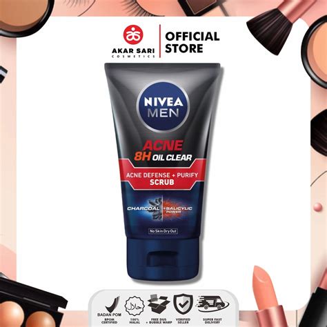 Nivea Men Acne Oil Clear Acne Defensepurify Scrub 100ml Shopee