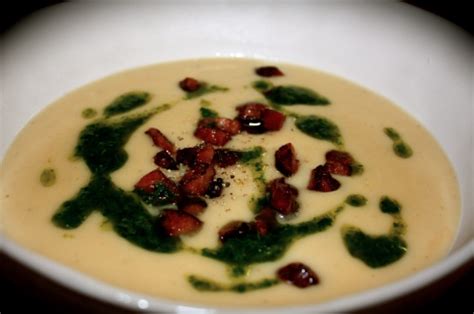 Roasted Garlic Parsnip Soup With Chorizo Parsley Oil Em S Food For Friends