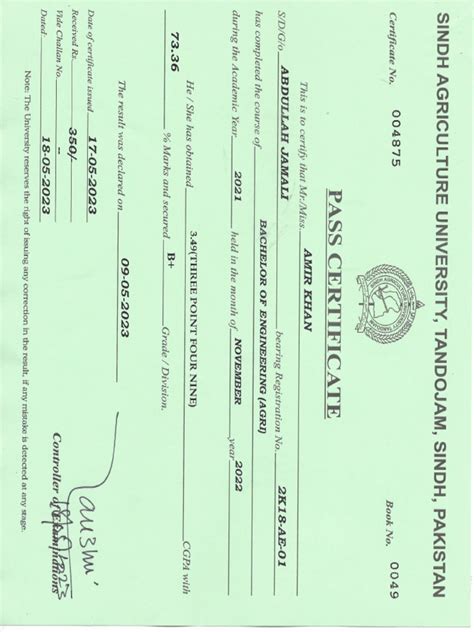 Pass Certificate Pdf