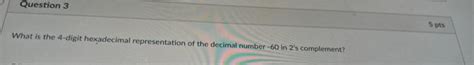 Solved What Is The 4 Digit Hexadecimal Representation Of The