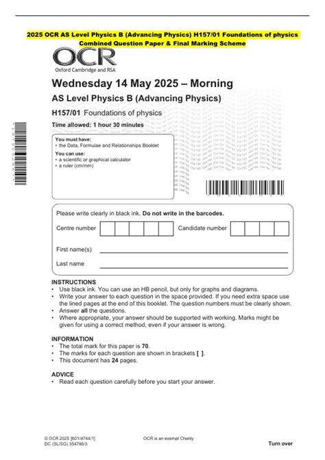 Package 2025 Ocr As Level A Level Physics B Advancing Physics Exams Question Paper With