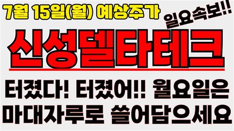 신성델타테크 일 결국 이렇게 됐네요 내일서부터는 마대자루로 신성델타테크주가 신성델타테크주가전망 신성델타테크분석 신성
