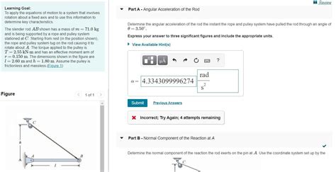 Solved Review Part A Angular Acceleration Of The Rod Chegg