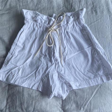 Bassike White Paper Bag Shorts Like New Size 1 Depop