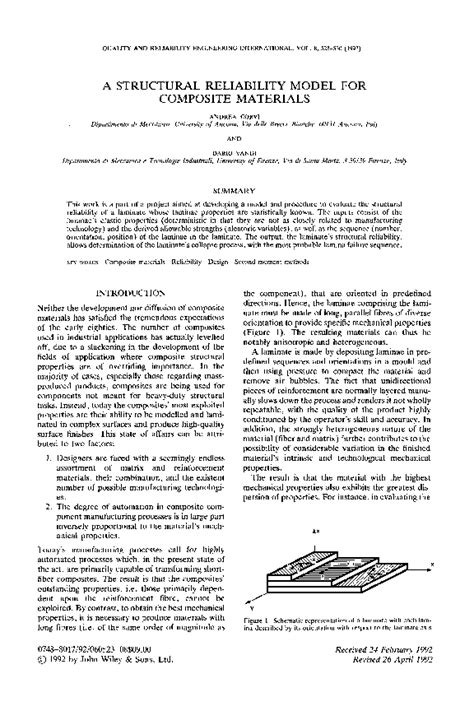 Pdf A Structural Reliability Model For Composite Materials