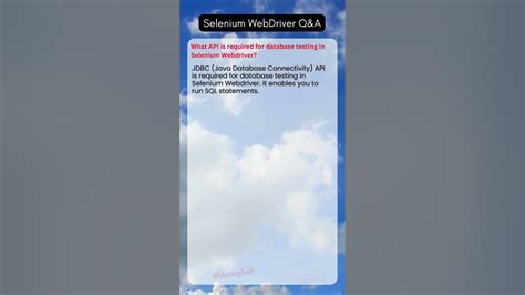 What Api Is Required For Database Testing In Selenium Webdriver Youtube