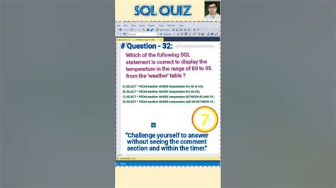 Sql Quiz 32 Sql Mysql Coding Quiz Interview Mcq Shorts