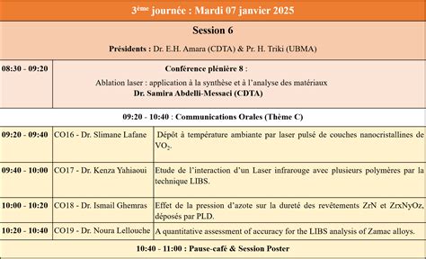 Le 11 Séminaire National Sur Le Laser Et Ses Applications Senalap11