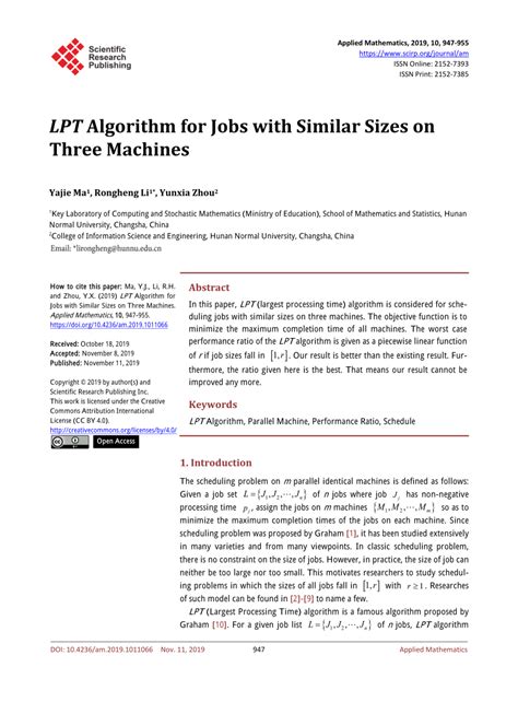 PDF LPT Algorithm For Jobs With Similar Sizes On Three Machines