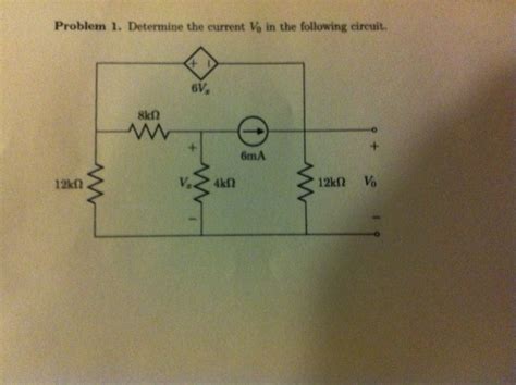 solved determine the current v0 in the following circuit
