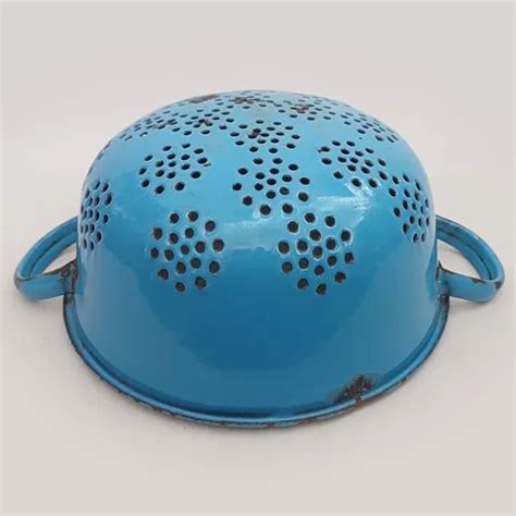 Escorredor Massas Macarrão Antigo Ferro Esmaltado Azul MercadoLivre