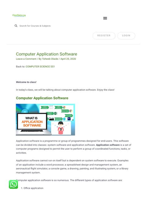 Computer Application Software Classnotesng Pdf Application
