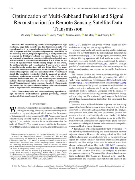 Pdf Optimization Of Multi Subband Parallel And Signal Reconstruction For Remote Sensing