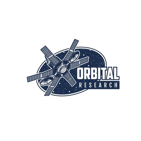 Pesquisa Espacial Com ícone Retrô Da Estação Orbital Vetor Premium