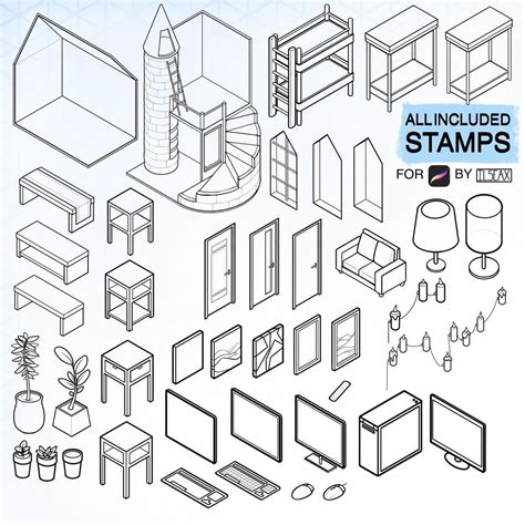 Procreate Isometric Stamps Bedroom Artofit