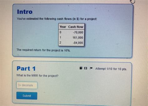 solved intro a project requires an initial investment of 60
