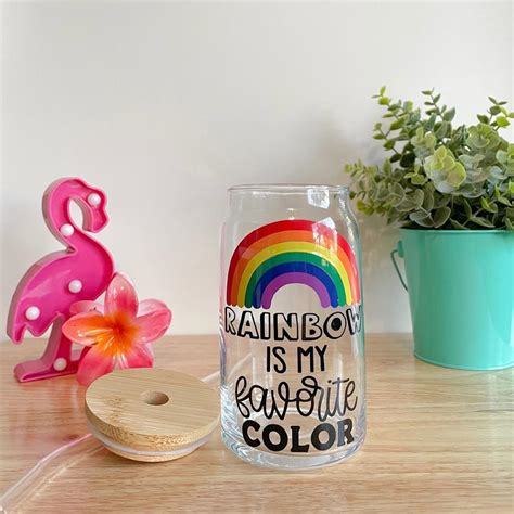 Rainbow Pride Glass Cup Iced Coffee Cup Coffee Lovers T Pride