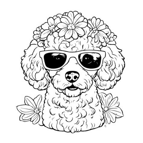 Download Hond Met Zonnebril En Bloemen Kleurplaten Coloring Pages
