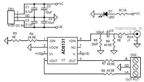 single ended video digital input to differential output driver high speed differential driver