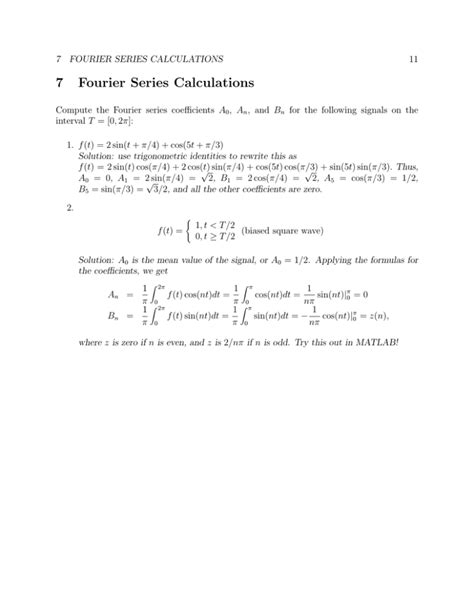 Fourier Series Calculations
