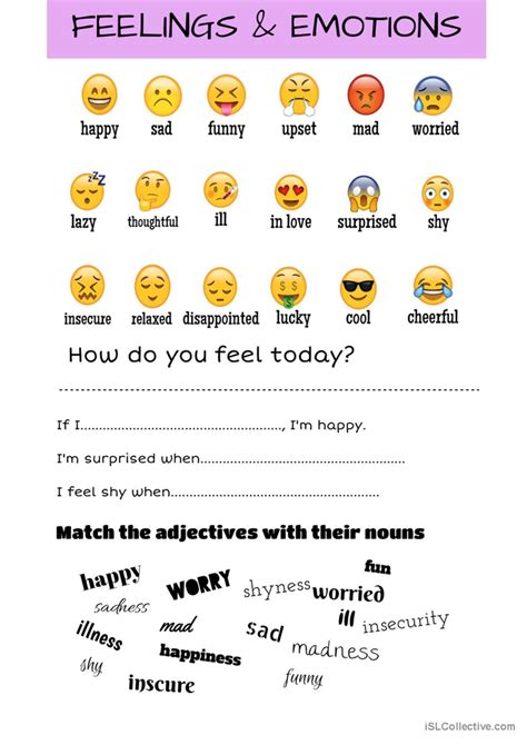 Feelings And Emotions English ESL Worksheets Pdf Doc