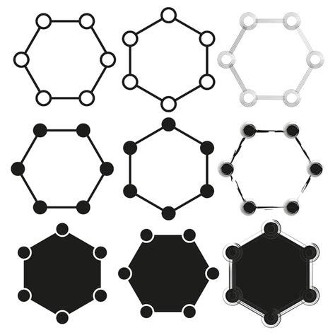 Premium Vector A Collection Of Black And White Hexagon Network Frames