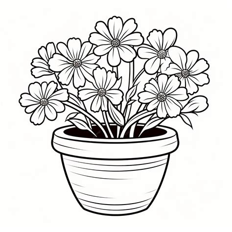 Premium Photo Captivating Black And White Flower Pot Drawing High