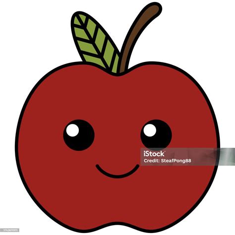 Cute Apple Cartoon Illustration Clipart Style Stock Illustration