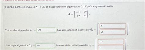 Solved 1 ﻿point ﻿find The Eigenvalues λ1
