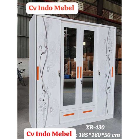 Jual Lemari Pakaian Pintu Besi Jumbo Motif Lemari Baju Besi Cabinet Pakaian Besi Anti Rayap