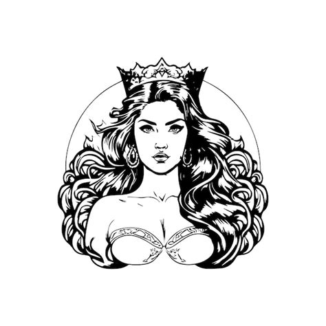Premium Vector Beautiful Girl Wearing Crown Black And White Rendered