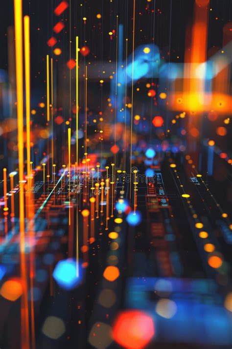 Abstract Digital Data Visualization With Vibrant Neon Lights And