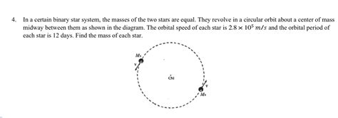 Solved In A Certain Binary Star System The Masses Of The Chegg